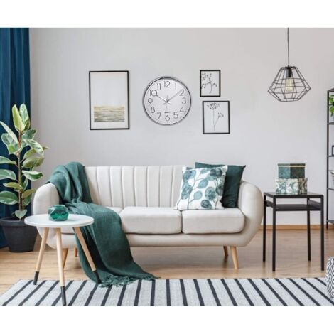 (20 cm, Silver) High-quality silver wall clock, wall decoration, modern ...