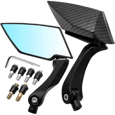 Motorcycle handlebar mirrors (8 mm/10 mm), black, angular cut, blade ...