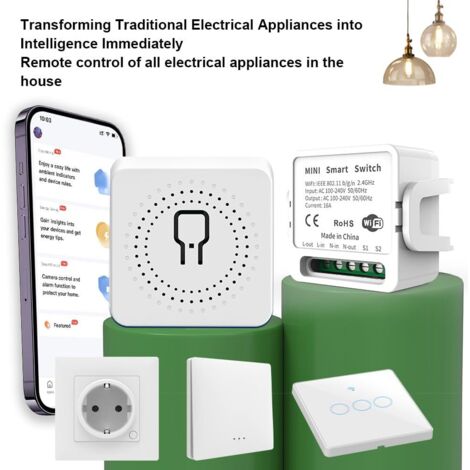 2-channel Wi-Fi smart switch, compatible with Google Home, Alexa app ...
