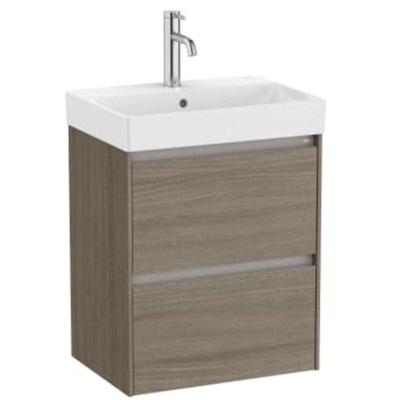 MUEBLE LAVABO BLANCO 500X360 ONA COMPACT 2 CAJONES LED OLMO OSCURO ...