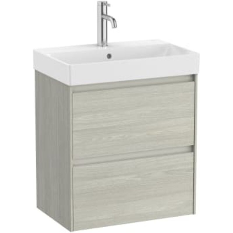 MUEBLE LAVABO BLANCO 550X360 ONA COMPACT 2 CAJONES LED ROBLE CLARO ...
