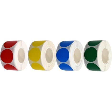 Gommettes Rondes Multicolore 4 Rouleaux Rouge, Jaune, Vert, Bleu ...