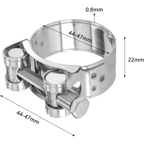 4 x Bolt Clamps 44-47 mm, Petrol Hose Clamp, 304 Stainless Steel ...