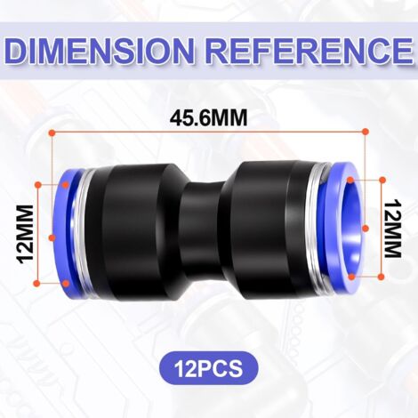 12 PCS 12mm Direct Push - in Connected Pneumatic Connector, 2 - way ...