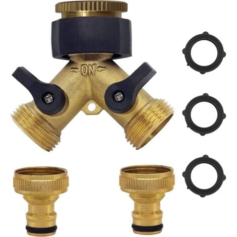 Robinet Double Machine a Laver, 2-Voies Y-Distributeur, Adaptateur Tuyau Arrosage en Laiton de 3 ...
