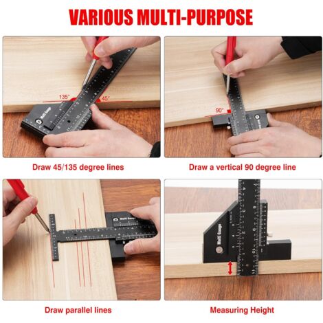 Marking Ruler, Stainless Steel T Type Hole Ruler Mitre Angle Ruler ...