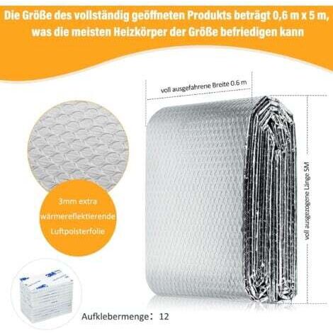 Feuille Réflecteur de Radiateur - 5 m x 0,6 m x 3 mm - Film isolant ...