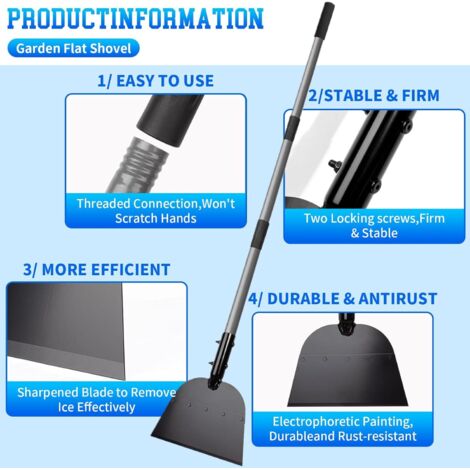 Pelle à neige plate - Grattoir à glace - Broyeur à glace - Avec manche ...