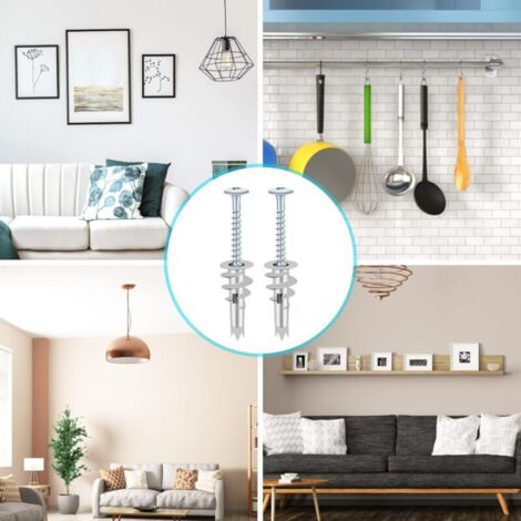 100PCS Vis et Chevilles Métal, Cheville pour Plaques de Plâtre ...