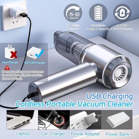 Aspirateur de voiture portable sans fil 15 000 Pa, 3 vitesses réglables ...