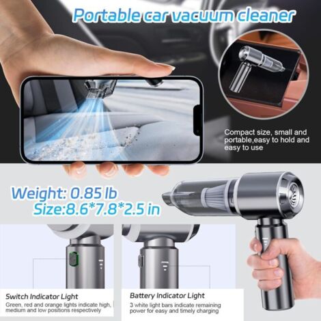 Aspirateur de voiture portable sans fil 15 000 Pa, 3 vitesses réglables ...