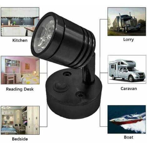 12V LED Spot Liseuse Mur Lampe De Chevet Dimmable Interrupteur RV ...