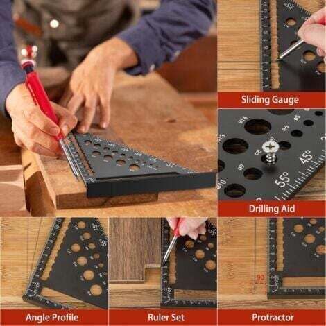 Équerre de Menuisier Multifonction 180mm - Rapporteur 45-90° avec Règle ...
