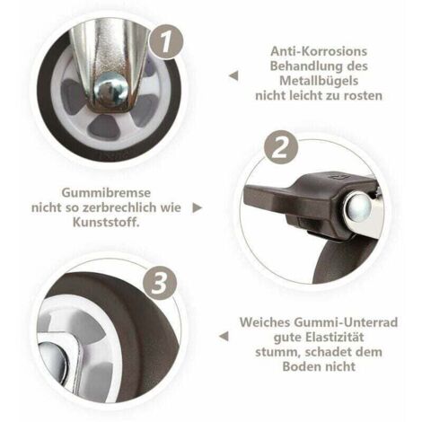 Roulette Pivotante Robuste en Caoutchouc à Tige Filetée M8 pour Chariot ...