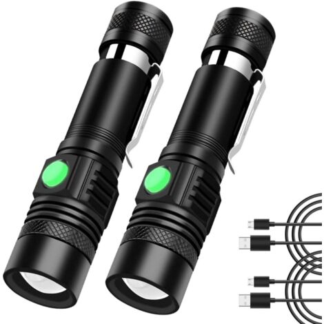 Torce LED ricaricabili tramite USB, confezione da 2, torcia super ...