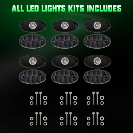 6er-Pack grünes LED-Rock-Light-Kit mit 6 Pods für Geländewagen, LKW ...