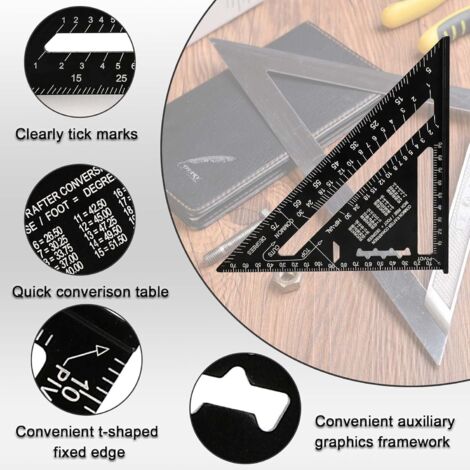 Escuadra de carpintero de 180 mm, transportador de ángulos triangular ...
