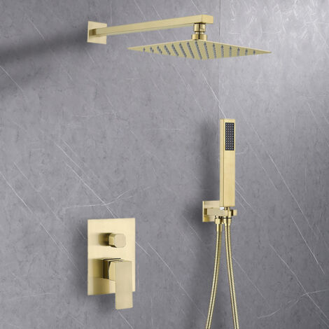 Einbau-Duschsäule, goldene quadratische Einbau-Duschsäule, komplettes ...