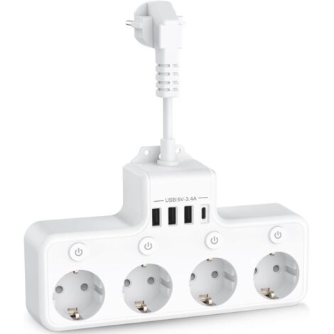 8-in-1-USB-Steckdosenleiste, 4 Steckdosen mit 4 USB-Anschlüssen ...
