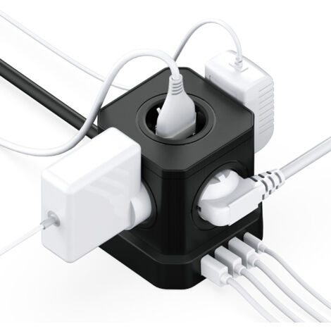 Regleta Cubo 9 en 1 con USB, 5 Tomas con 4 Puertos USB, Toma con ...