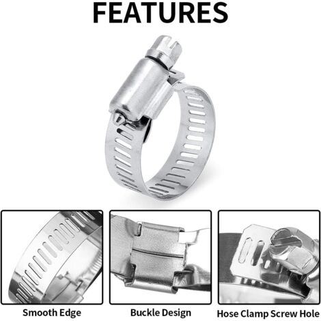 Kit combinado de 60 abrazaderas de manguera de acero inoxidable con engranaje helicoidal ...