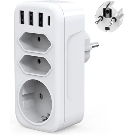 Adaptador de regleta de enchufes USB C de 4000 W, cargador USB múltiple con 3 USB + tipo C, 1 ...