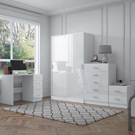 Reflect 2 Door Sliding Wardrobe, 5 Drawer Chest, 2 Drawer Bedside ...