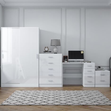 Reflect 2 Door Sliding Wardrobe, 5 Drawer Chest, 2 Drawer Bedside ...