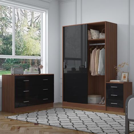 Reflect 2 Door Sliding Wardrobe, 6 Drawer Wide Chest, 3 Drawer Bedside ...