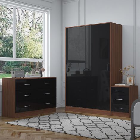 Reflect 2 Door Sliding Wardrobe, 6 Drawer Wide Chest, 3 Drawer Bedside ...