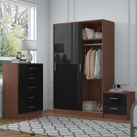 Reflect 2 Door Sliding Wardrobe, 5 Drawer Chest, 2 Drawer Bedside ...