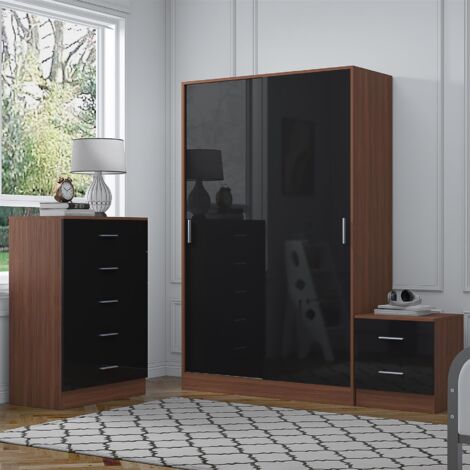 Reflect 2 Door Sliding Wardrobe, 5 Drawer Chest, 2 Drawer Bedside ...