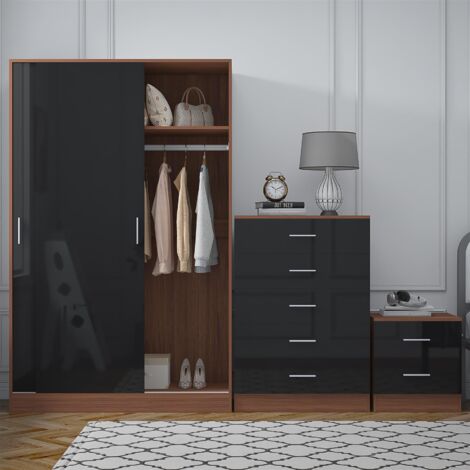 Reflect 2 Door Sliding Wardrobe, 5 Drawer Chest, 2 Drawer Bedside ...