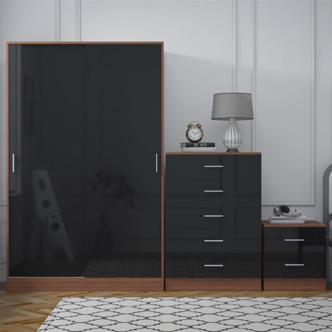 Reflect 2 Door Sliding Wardrobe, 5 Drawer Chest, 2 Drawer Bedside ...