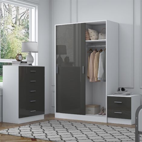 Reflect 2 Door Sliding Wardrobe, 5 Drawer Chest, 2 Drawer Bedside ...