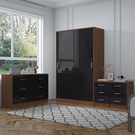 Reflect 2 Door Sliding Wardrobe, 6 Drawer Wide Chest, 2x 3 Drawer ...