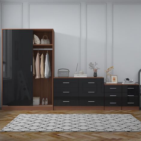 Reflect 2 Door Sliding Wardrobe, 6 Drawer Wide Chest, 2x 3 Drawer ...