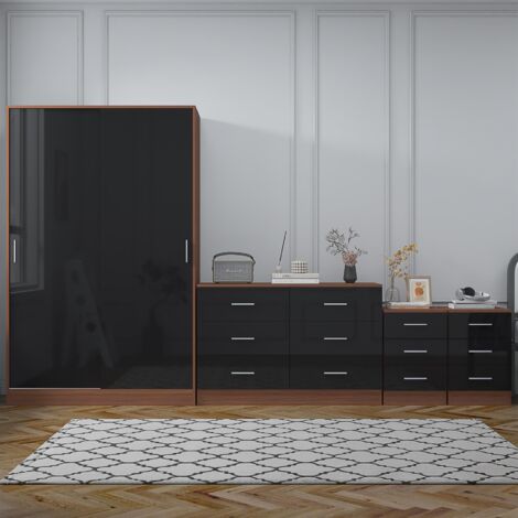 Reflect 2 Door Sliding Wardrobe, 6 Drawer Wide Chest, 2x 3 Drawer ...