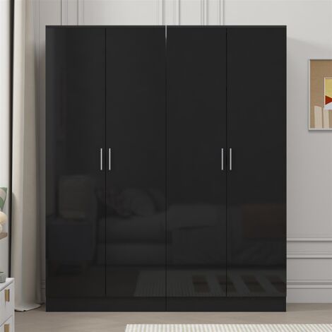 Reflect 2x 2 Door Plain Wardrobe Bundle - Black Gloss & Black Oak ...