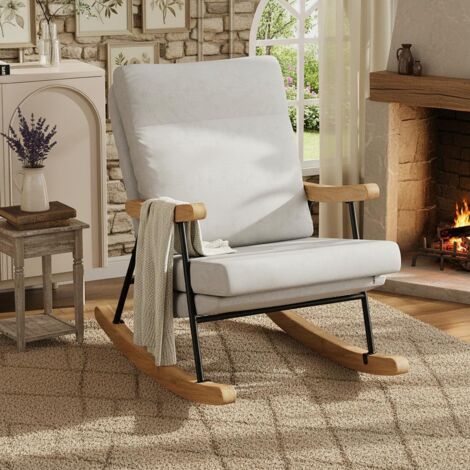 Fauteuil à bascule confortable en lin - fauteuil rocking chair - avec ...