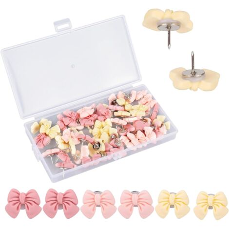 CCYKXA Juego de 50 chinchetas decorativas con forma de lazo, bonitas ...