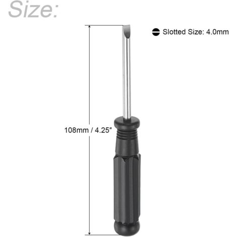 CCYKXA Mini destornillador de punta plana de 4,0 mm con mango negro ...