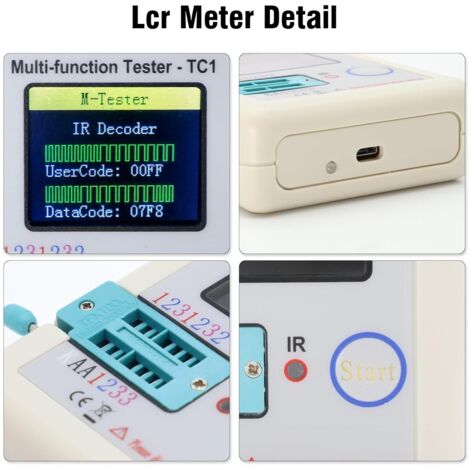 Sollbry Comprobador de transistores TC1, medidor de transistores RUIZHI LCR-T7, medidor de ESR ...