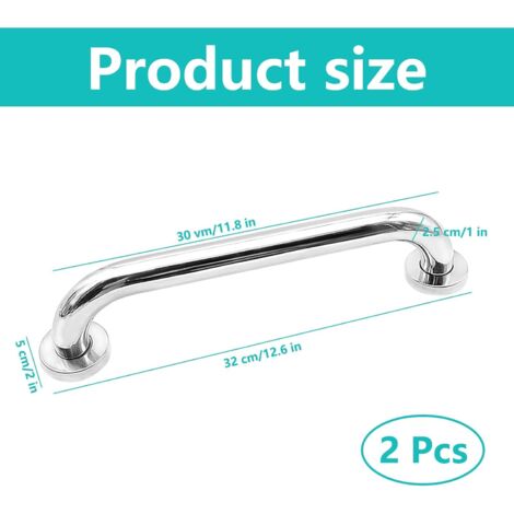 Rutschfester Haltegriff aus Edelstahl, 2 Stück Badezimmer-Haltegriff ...