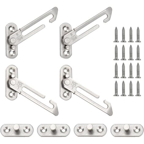 Set mit 2 Paar Fensteröffnungsbegrenzern mit Schrauben, silberfarbene ...