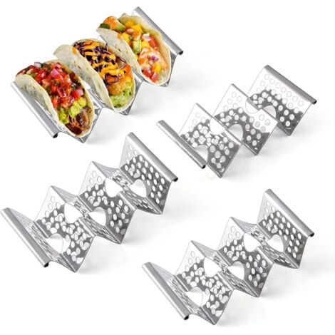 Set di 4 porta tacos in acciaio inossidabile, ognuno dei quali contiene ...