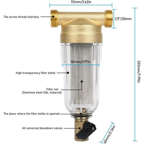 Filtro de sedimentación, reutilizable, prefiltro externo para ...