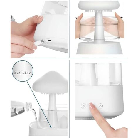 Lámpara humidificadora con forma de hongo y nube de lluvia con sonidos ...