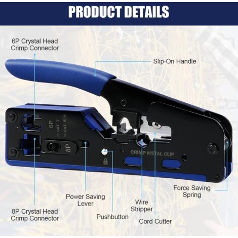 Crimpadora, herramienta de crimpado cruzado para redes Ethernet RJ45 ...