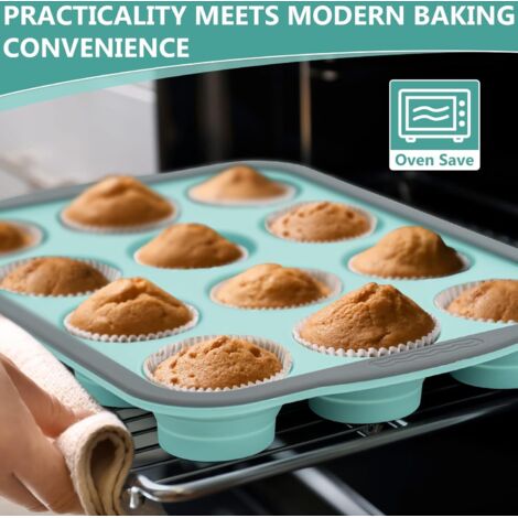 Molde para muffins de 12 cavidades - Tamaño estándar - Silicona - Con ...
